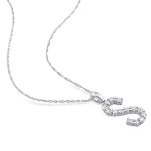 JULIANNA B. 10k White Gold Diamond Initial Pendant Necklace - S