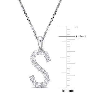 JULIANNA B. 10k White Gold Diamond Initial Pendant Necklace - S