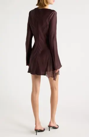 Shona Joy Allgra Asymmetric Lace Panel Charmeuse Minidress