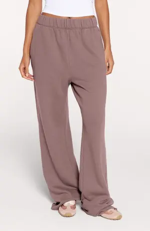 NUUDS Raw Hem Wide Leg Sweatpants - Cocoa