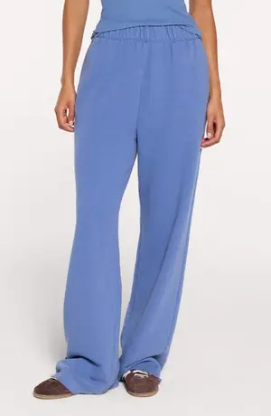 NUUDS Raw Hem Wide Leg Sweatpants - Dutch Blue