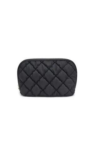 URBAN ESSENTIALS Cloud Kissquilted Puffer Nylon Cosmetic & Travel Organizer Dome Pouch - Black