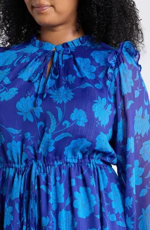 SUGARLIPS Kristen Balloon Sleeve Tiered Midi Dress