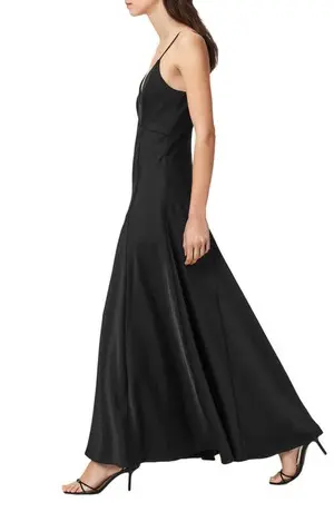 ALLSAINTS Irina Satin Maxi Slipdress - Black