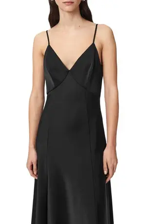 ALLSAINTS Irina Satin Maxi Slipdress - Black