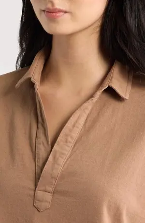 Frank & Eileen Patrick Popover Henley In Heritage Jersey - Chai