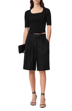 ALLSAINTS Cruz Hally Ribbed Square Neck Top - Black