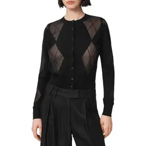 ALLSAINTS Bern Argyle Merino Wool Cardigan