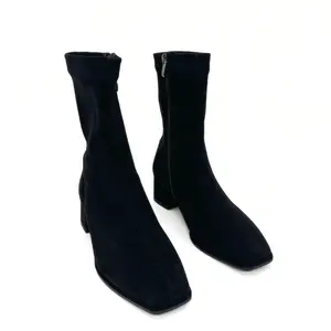 AMIE RAFA Massi Square-toe Sock Boot - Black