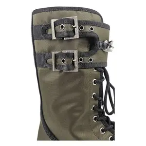 MADISON MAISON Chain Detail Buckled Combat Boot - Khaki