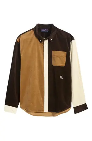ROWING BLAZERS Relaxed Franklin Colorblock Stretch Corduroy Button-down Shirt