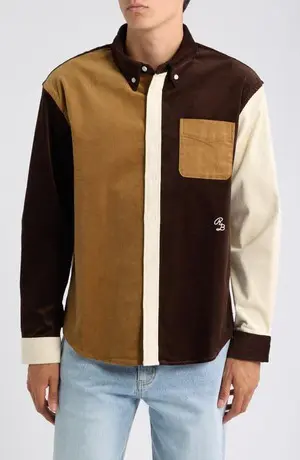 ROWING BLAZERS Relaxed Franklin Colorblock Stretch Corduroy Button-down Shirt