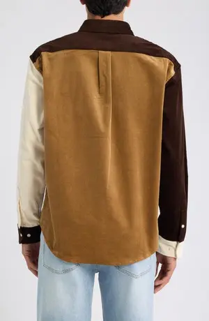 ROWING BLAZERS Relaxed Franklin Colorblock Stretch Corduroy Button-down Shirt