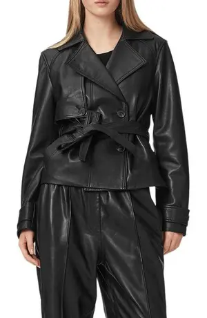 ALLSAINTS Okena Cropped Leather Jacket