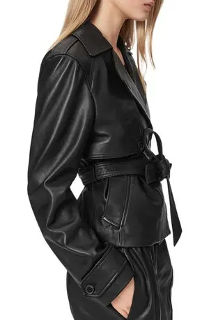 ALLSAINTS Okena Cropped Leather Jacket