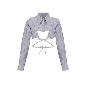UCHÈ Jacquard Layered Crop Shirt
