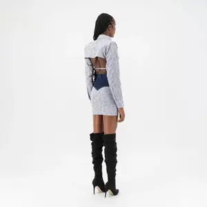 UCHÈ Uche Jacquard Layered Crop Shirt