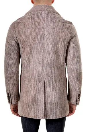 MACEOO Captain Herringbone Genuine Shearling Peacoat