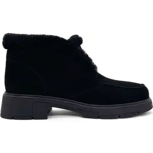 AMIE RAFA Meredith Suede Shearling Ankle Boot Black