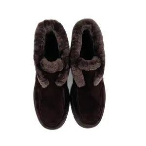 AMIE RAFA Meredith Suede Shearling Ankle Boot - Brown