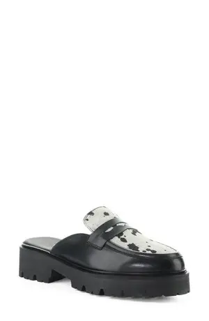 BOS. & CO. Brill Leather Loafer Mule - Black/white