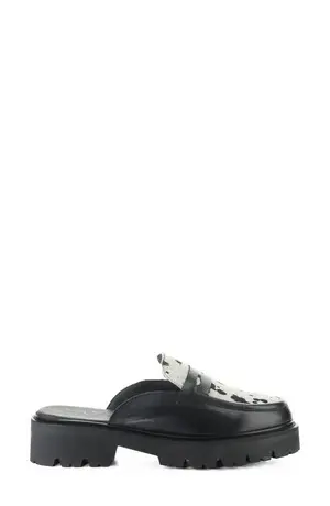 BOS. & CO. Brill Leather Loafer Mule - Black/white