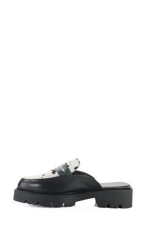 BOS. & CO. Brill Leather Loafer Mule - Black/white