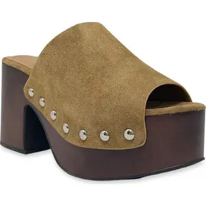 SHU SHOP Hayden Faux Leather Platform Mule Camel Suede
