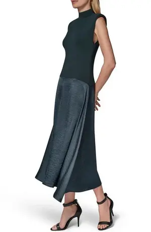 Donna Karan New York Sleeveless Mixed Media Midi Dress