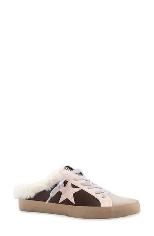 SHU SHOP Pinah Faux Leather Mule Sneaker With Star Appliqu - Brown