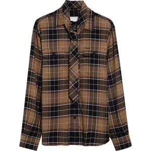 Sacai Plaid Flannel Necktie Button-up Shirt