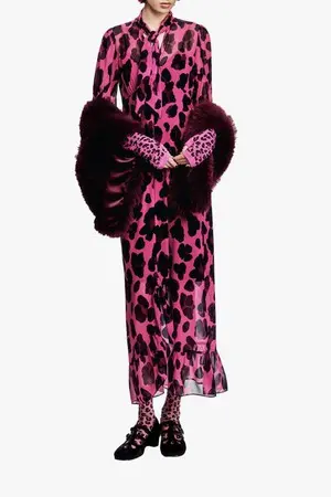 Anna Sui Jewel Jaguar Chiffon Maxi Dress