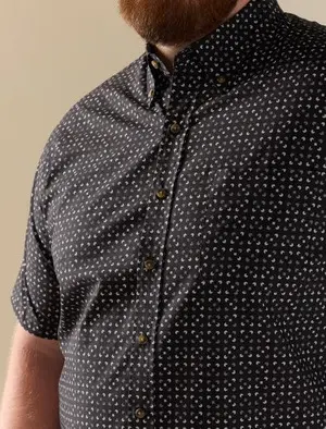 HARBOR BAY BY DXL Big & Tall Easy-care Micro Print Sport Shirt V3
