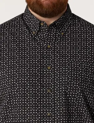 HARBOR BAY BY DXL Big & Tall Easy-care Micro Print Sport Shirt V3