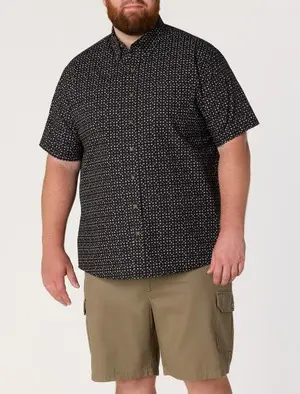 HARBOR BAY BY DXL Big & Tall Easy-care Micro Print Sport Shirt V3