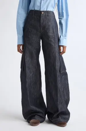 Gabriela Hearst Eos Cotton & Linen Barrel Leg Cargo Pants