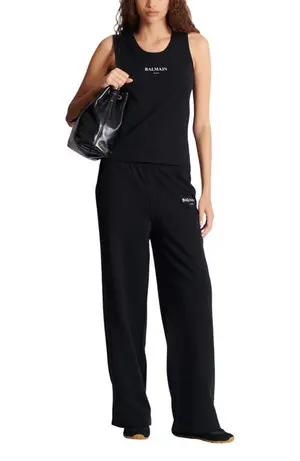 Balmain Printed Jersey Relaxed Fit Drawstring Joggers