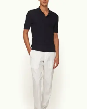 Orlebar Brown Burnham Silk Tailored-fit Polo Shirt - Night Iris