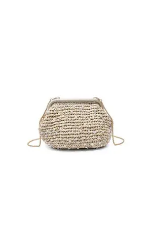 URBAN EXPRESSIONS Pearl Embellished Woven Clutch With Chain Strap