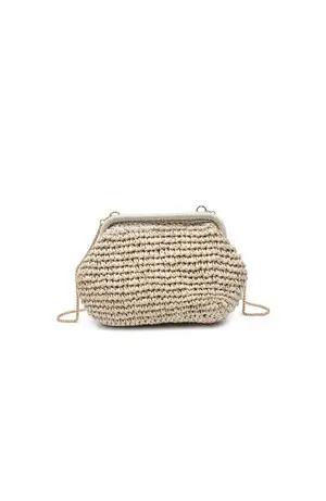 URBAN EXPRESSIONS Pearl Embellished Woven Clutch With Chain Strap
