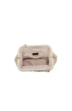URBAN EXPRESSIONS Pearl Embellished Woven Clutch With Chain Strap