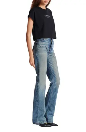 Balmain Cropped T-shirt With Print
