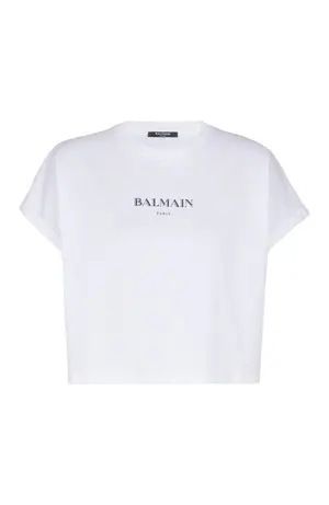 Balmain Cropped T-shirt With Logo Print