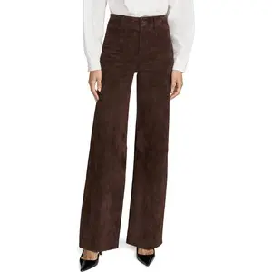 FRAME The Slim Palazzo Pocket Suede Leather Wide Leg Pants