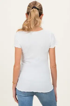 PINKBLUSH Ruffle Edge Short Sleeve Top