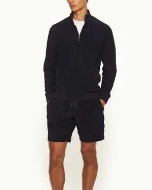 Orlebar Brown Terrycloth Half-zip Sweatshirt - Night Iris