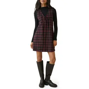 NOBODY'S CHILD Nila Plaid Pinafore Minidress