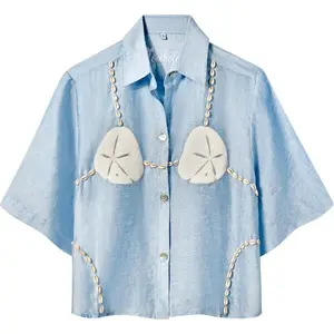 TOMBOLO Sand Dollar Stimulus Relaxed Crop Cabana Top
