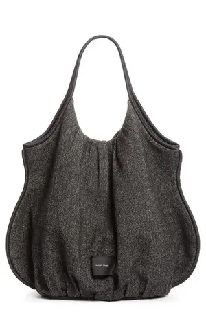 MERUERT TOLEGEN Pleated Sculpted Linen & Wool Blend Tote