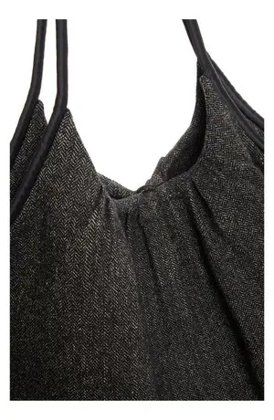 MERUERT TOLEGEN Pleated Sculpted Linen & Wool Blend Tote